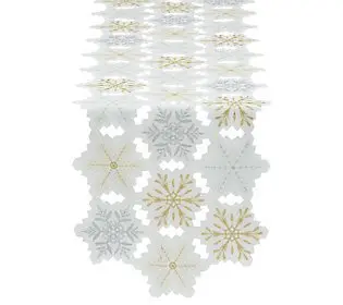 DESIGN IMPORTS Snowflake Embroidered Table Runn Er 14' X 54 - One-color