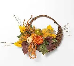 GERSON INTERNATIONAL 20' Diameter Cornucopia Wreath With Pumpkins Gerson Co - One-color