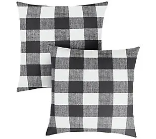 WILLOW SHORE Set Of 2 Indoor/outdoor Buffalo Plaid Square Pi Llows - One-color