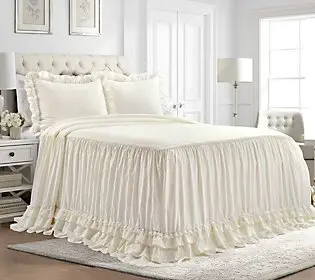 LUSH DECOR Ella Shabby Chic Ruffle Lace 3pc Queen Bedsprea D By - One-color