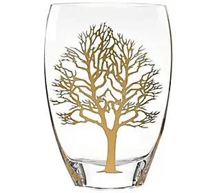 BADASH CRYSTAL Crystal Gold Tree Of Life Mouth Blown 12 Crystal Vase - One-color
