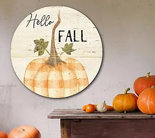 COURTSIDE MARKET Hellofall Plaid Pumpkin 15x15 Ircular Panel