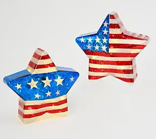 GERSON INTERNATIONAL Battery-operated Mercury Glass Americana Stars Gerson Co - One-color