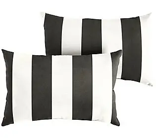 WILLOW SHORE Set Of 2 Indoor/outdoor Sunbrella Stripe Lumbar Pillows - One-color