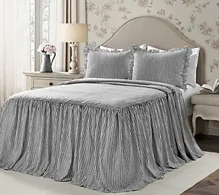 LUSH DECOR Ticking Stripe 3-piece Queen Bedspread Set L Ush Decor - One-color