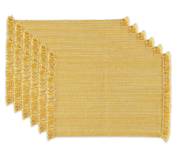 DESIGN IMPORTS Variegated Fringe Set Of 6 Place Mats - One-color