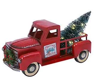 GERSON INTERNATIONAL 21-inch Long Truck With Lighted Christmas Tree Y Gerson Co - One-color