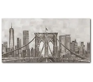 COURTSIDE MARKET Charcoal Brooklyn Bridge I 24x 48 Canvas - One-color