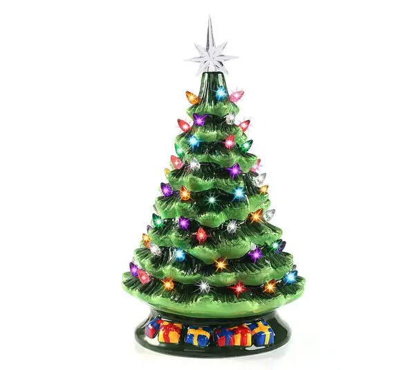 JOIEDOMI 15' Tabletop Pre-lit Ceramic Christmas Tree - One-color