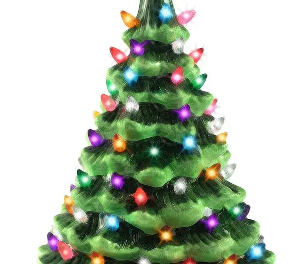 JOIEDOMI 15' Tabletop Pre-lit Ceramic Christmas Tree