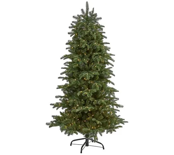 NEARLY NATURAL 6' Lit Fir Christmas Tree By - One-color