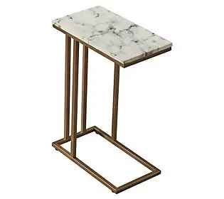 TEAMSON Marmo C Shape Table Faux Marble/ Brass