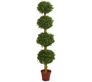 NEARLY NATURAL 6' Four-tier Boxwood Topiary Tree Nearly Nat Ural - One-color