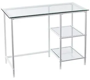 QVC Southern Enterprises Layton Metal/glass Student Desk White - One-color