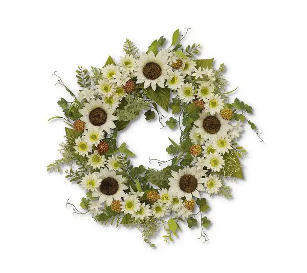 GERSON INTERNATIONAL 24d Sunflower Wreath W/ Berry Accents Gerson Co - One-color