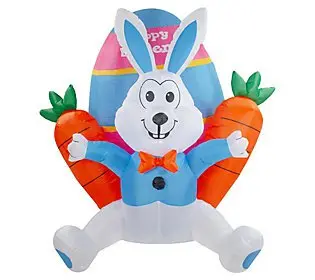 NORTHLIGHT 4' Outdoor Inflatable Lighted Easter Bunny With Carrots