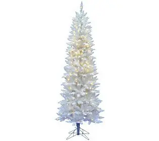 VICKERMAN 6' Sparkle White Pencil Tree By - One-color