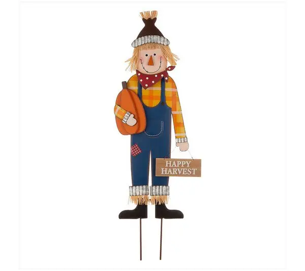 GLITZHOME Fall Metal Scarecrow Yard Standing Or Hanging Sign - One-color