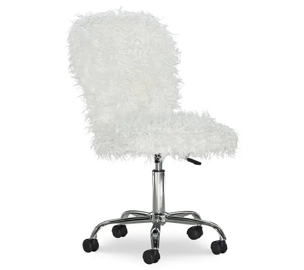 LINON Home Emma Faux Fur Armless Design Home Of Fice Chair - One-color