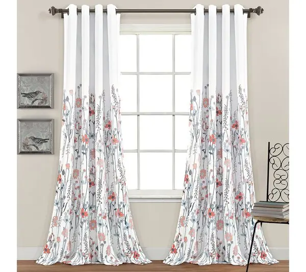 LUSH DECOR Clarissa Floral Room Darkening 52x95 Window Panel Pair - One-color