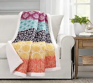 LUSH DECOR Bohemian Stripe Sherpa Throw By - One-color