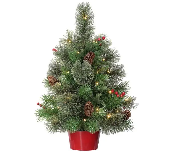 PULEO INTERNATIONAL Puleo Pre-lit 2' Table Top Artificial Christmas Tree - One-color