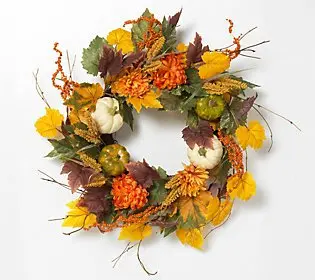 GERSON INTERNATIONAL 26' Diameter Harvest Wreath With Pumpkins Ge Rson Co - One-color