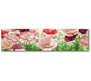 COURTSIDE MARKET Red & Pink Poppies 6' X 24' Wo Oden Panel - One-color