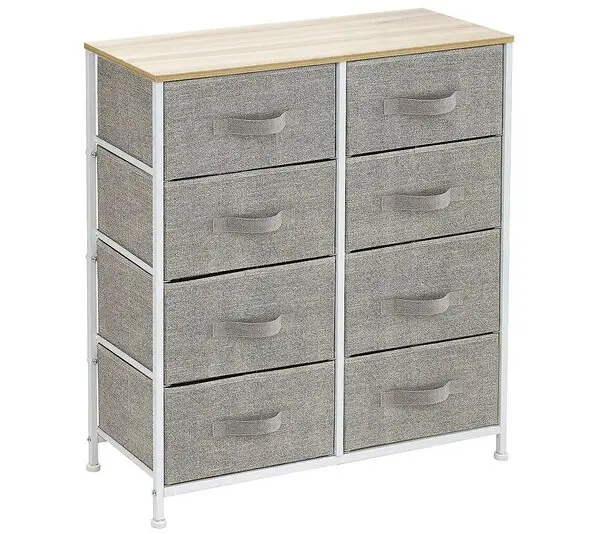 SORBUS 8 Drawer Dresser Steel Frame, Wood Top, Fabric Bins - One-color