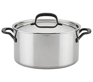 KITCHENAID 5-ply Clad Stainless Steel 8-quart S Tockpot W/ Lid - Silver