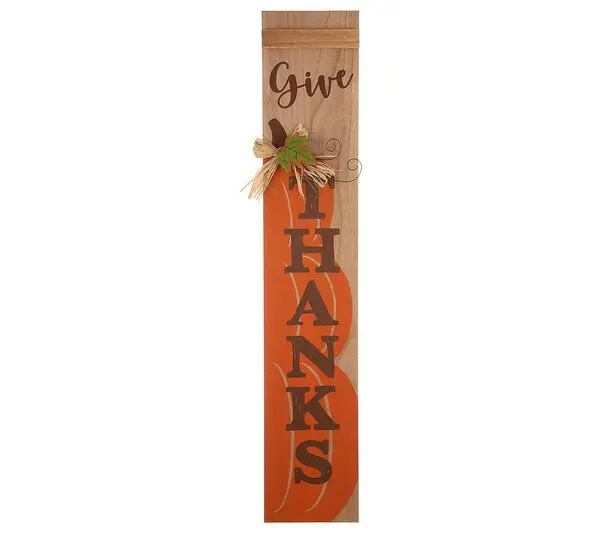 GLITZHOME Long And Lean Thanksgiving Hanging Po Rch Sign - One-color