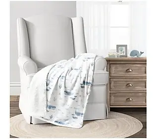 LUSH DECOR Baby Seaside Coastal Soft Sherpa-lin Ed Baby Blanke - One-color