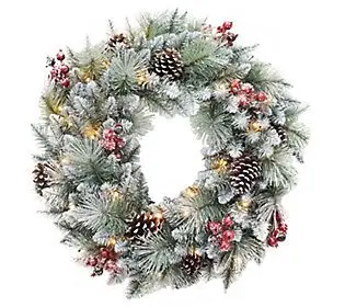 SANTA'S WORKSHOP 30' Glitter Mixed Pine Wreath Santa's Worksh Op - One-color