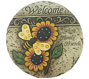 SANTA'S WORKSHOP Swi 9.5' Cement Sunflower Welcome Stepping Ston E - One-color