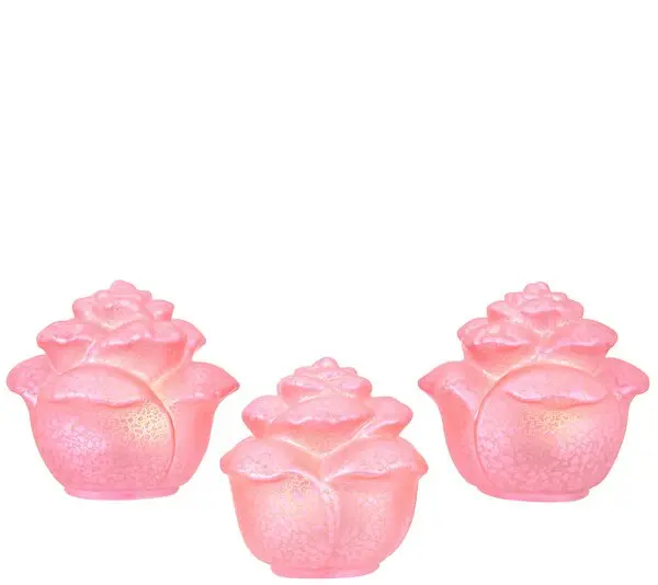 VALERIE PARR HILL Set Of 3 Illuminated Mercury Glass Roses -valerie - One-color