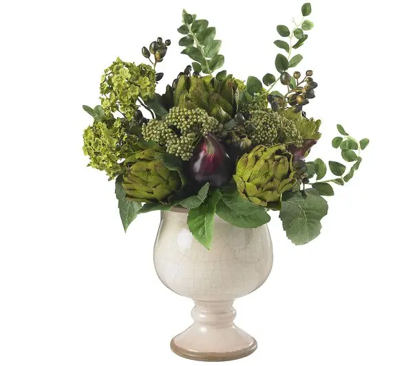 NEARLY NATURAL Artichoke And Hydrangea Arrangement Nearly N Atural - One-color