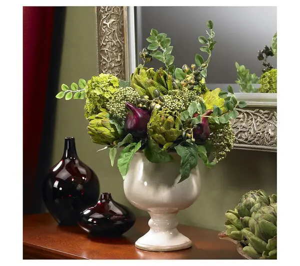 NEARLY NATURAL Artichoke And Hydrangea Arrangement Nearly N Atural