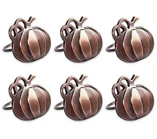 DESIGN IMPORTS Set Of 6 Thanksgiving Pumpkin Na Pkin Rings - One-color