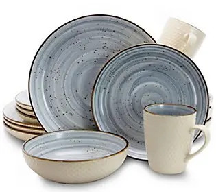 ELAMA Mellow 16-piece Dinnerware Set In Powder Blue - One-color