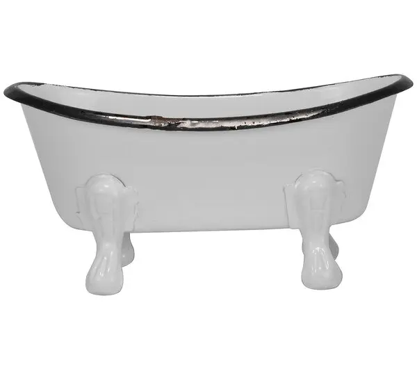 FORESIDE HOME & GARDEN Mini Enamel Bathtub Soap Dish - One-color