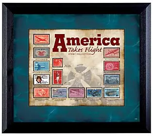 AMERICAN COIN TREASURES America Takes Flight Stamp Collection In Wall F Rame - One-color