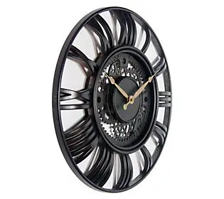 INFINITY Instruments Roman Gear Silver 15' Wall Clock