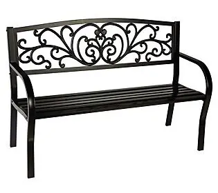 PLOW & HEARTH Blooming Garden Metal Bench - One-color