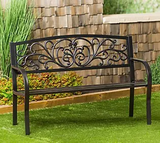 PLOW & HEARTH Blooming Garden Metal Bench