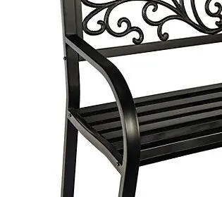 PLOW & HEARTH Blooming Garden Metal Bench
