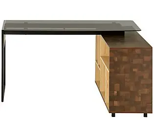 TECHNI MOBILI Oak L-shape Corner Desk With Mult Ple Storage
