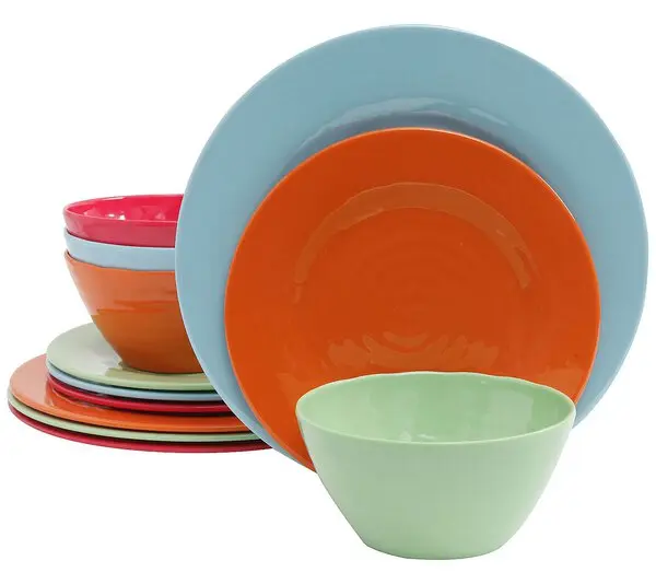 Gibson Brist 12 Piece Melamine Dinnerware Set - One-color