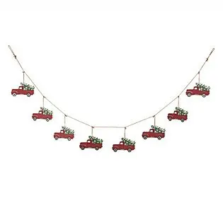 GLITZHOME Christmas Metal Truck W/ Tree Hanging Garland - One-color
