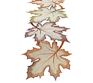 DESIGN IMPORTS Embroidered Maple Leaves Table R Unner - One-color