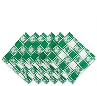 DESIGN IMPORTS Set Of 6 Shamrock Woven Check Na Pkins - One-color